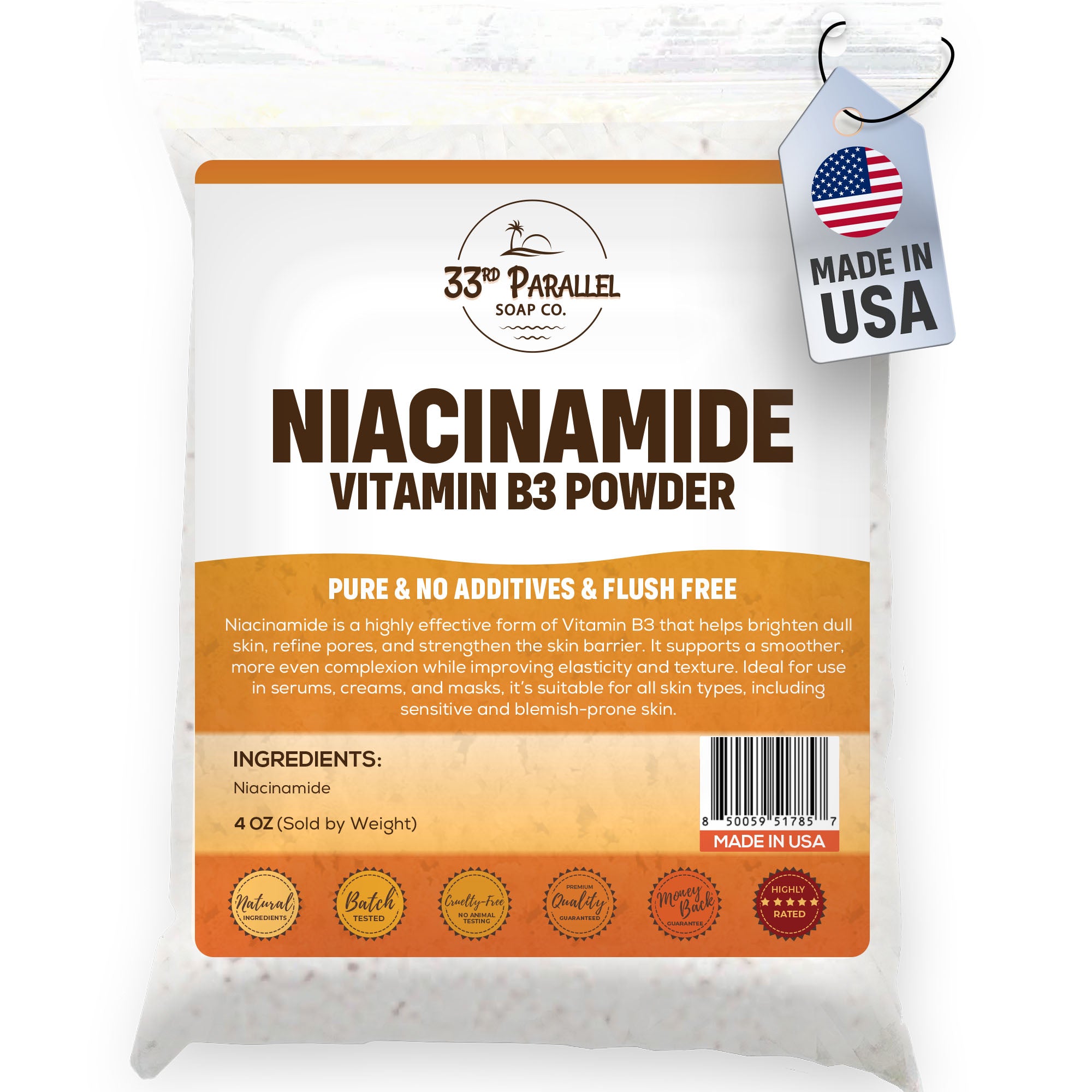 Niacinamide (Vitamin B3) Powder for Skincare | 33rd Parallel Soap ...